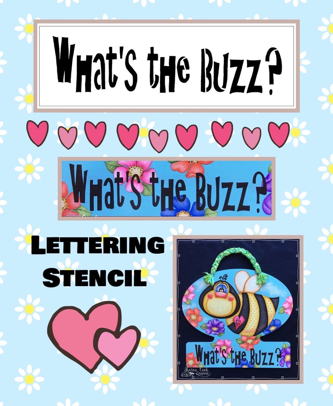 What's the Buzz LETTERING Stencil--by Sharon Cook (includes Stencil ...