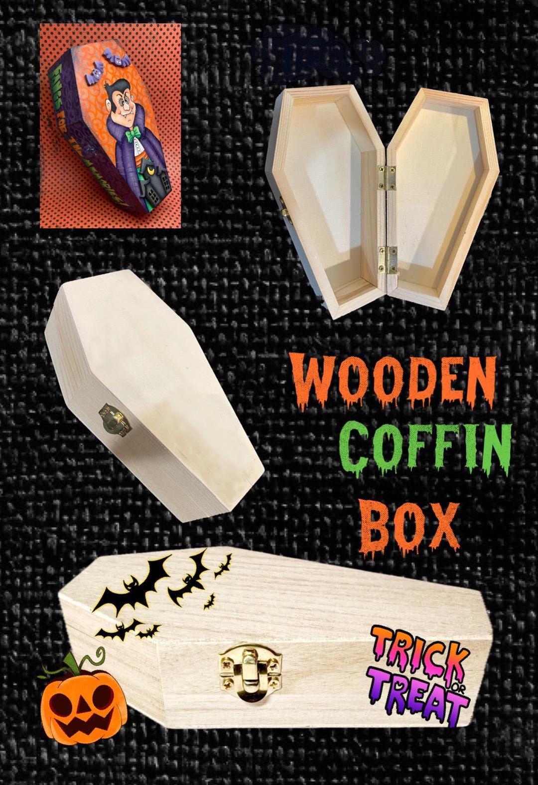Wooden Coffin Box--by Sharon Cook (includes One Wooden Coffin Hinged ...