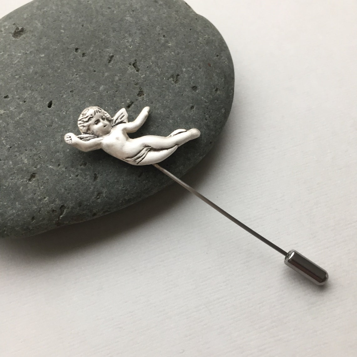 Silver Cherub Lapel Pin- Guardian Angel Hat Pin - Etsy