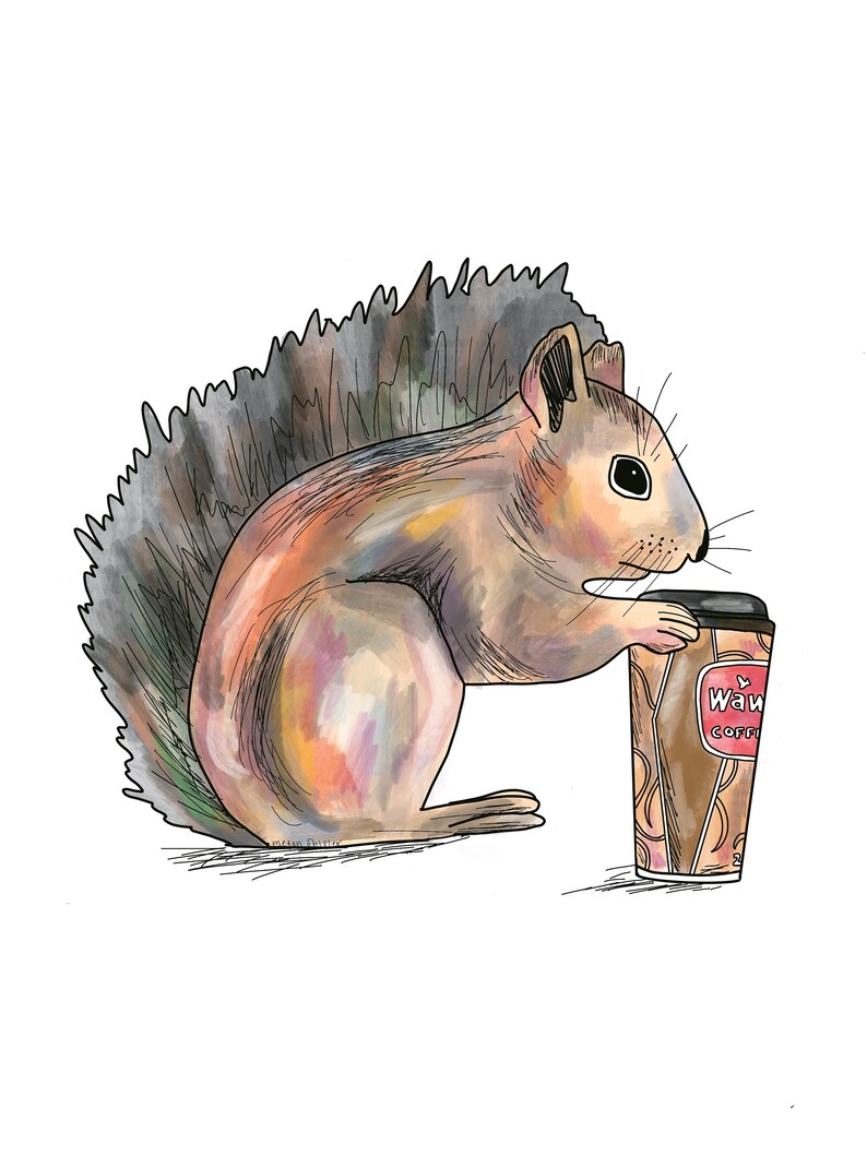 Coffee Squirrel Art Print - Etsy