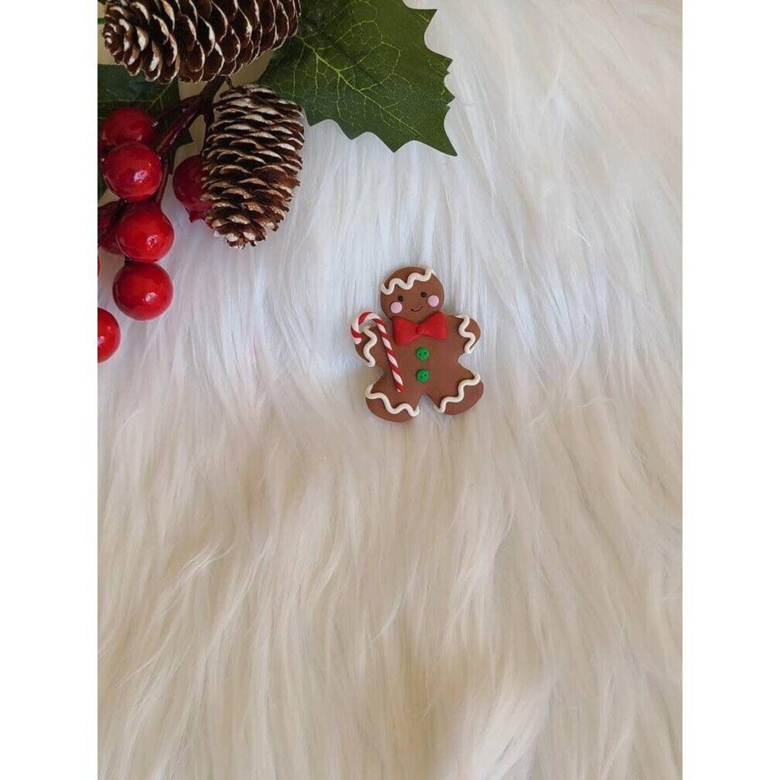 Handcrafted Polymer Clay Gingerbread Man Brooch Gingerbread Man Pin ...
