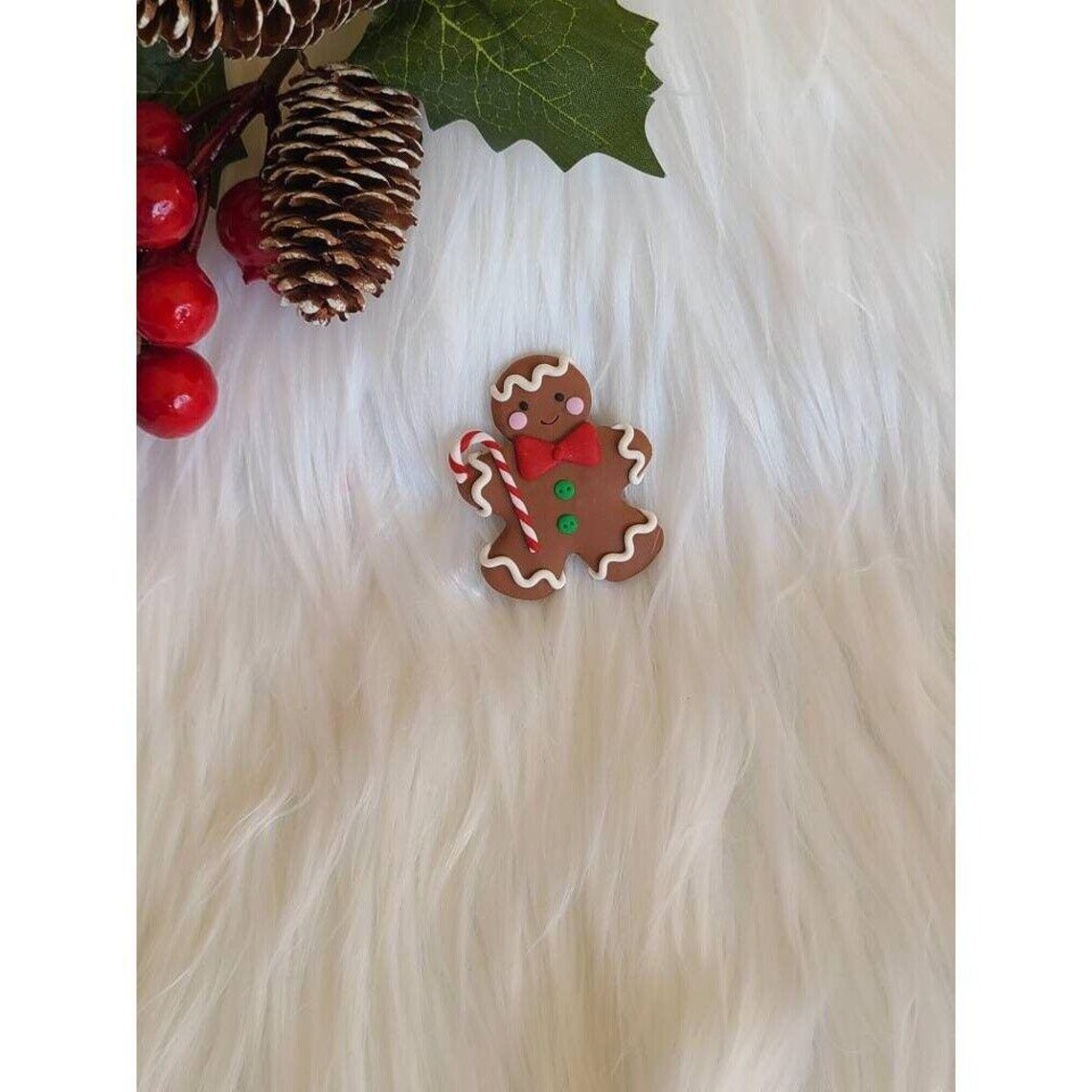 Handcrafted Polymer Clay Gingerbread Man Brooch Gingerbread Man Pin ...