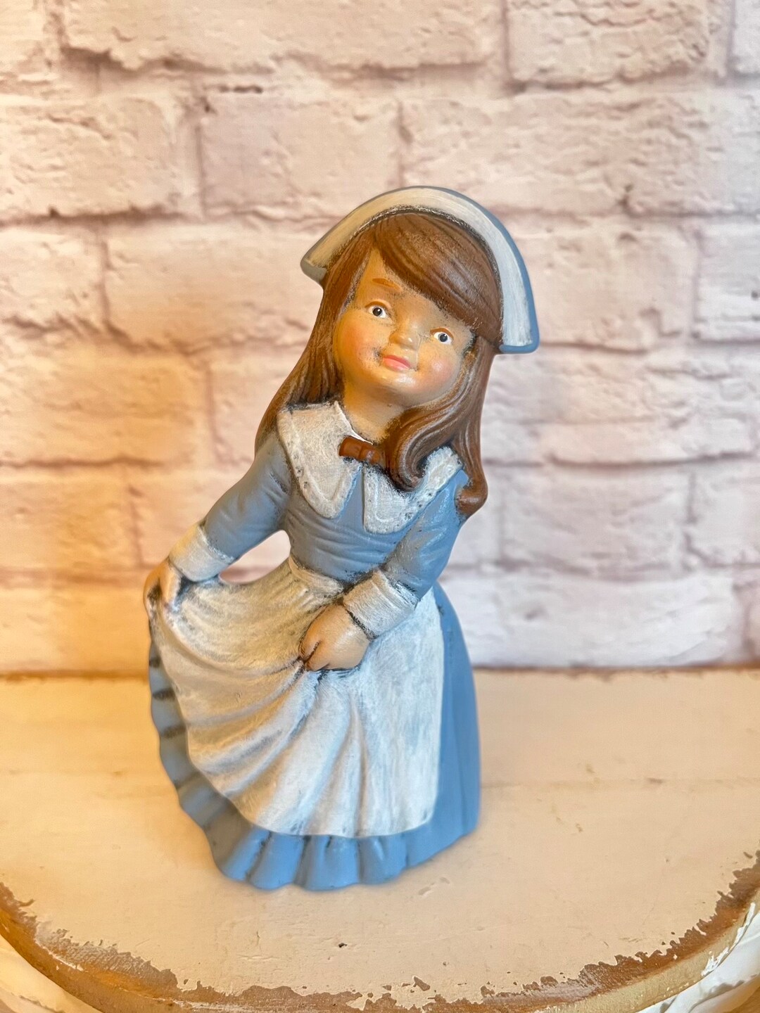 Vintage MCM Pilgrim Girl Painted Ceramic Thanksgiving Decor Hand ...