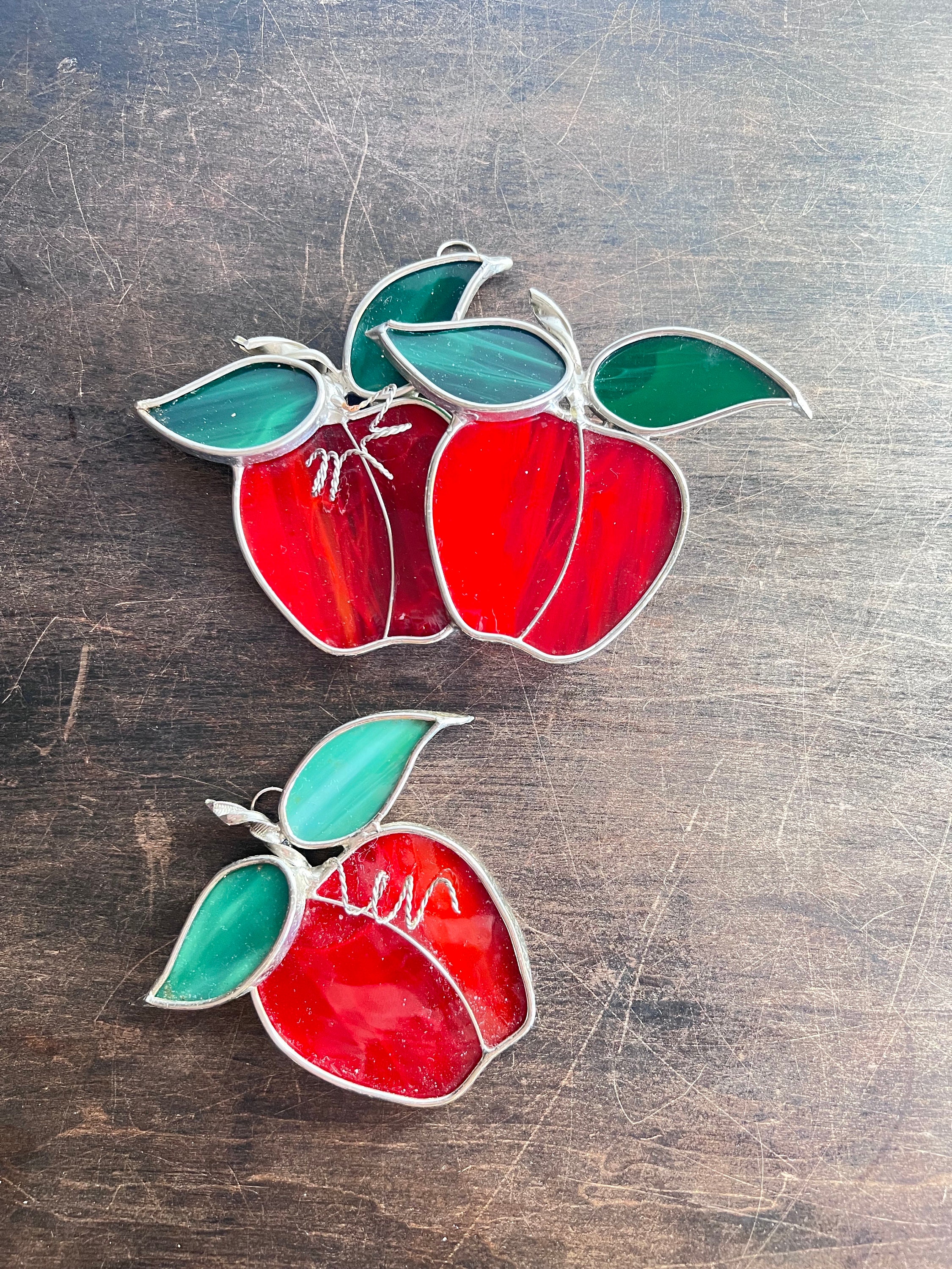 Vintage Apple Stained Glass Window Suncatcher Window Decoration Teacher ...