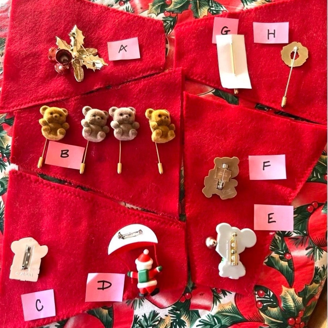Anthropomorphic Animal Christmas Pins Fuzzy Bear Stick Pins Mouse Bear ...