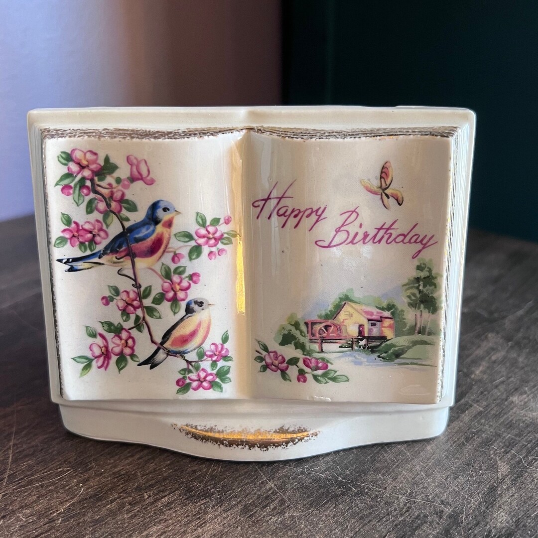 Enesco Vase Happy Birthday Miniature Planter Bird Cherry - Etsy