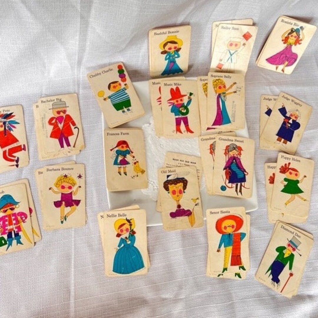 Vintage Old Maid Playing Card Set Chubby Charlie, Music Mike, Retro ...