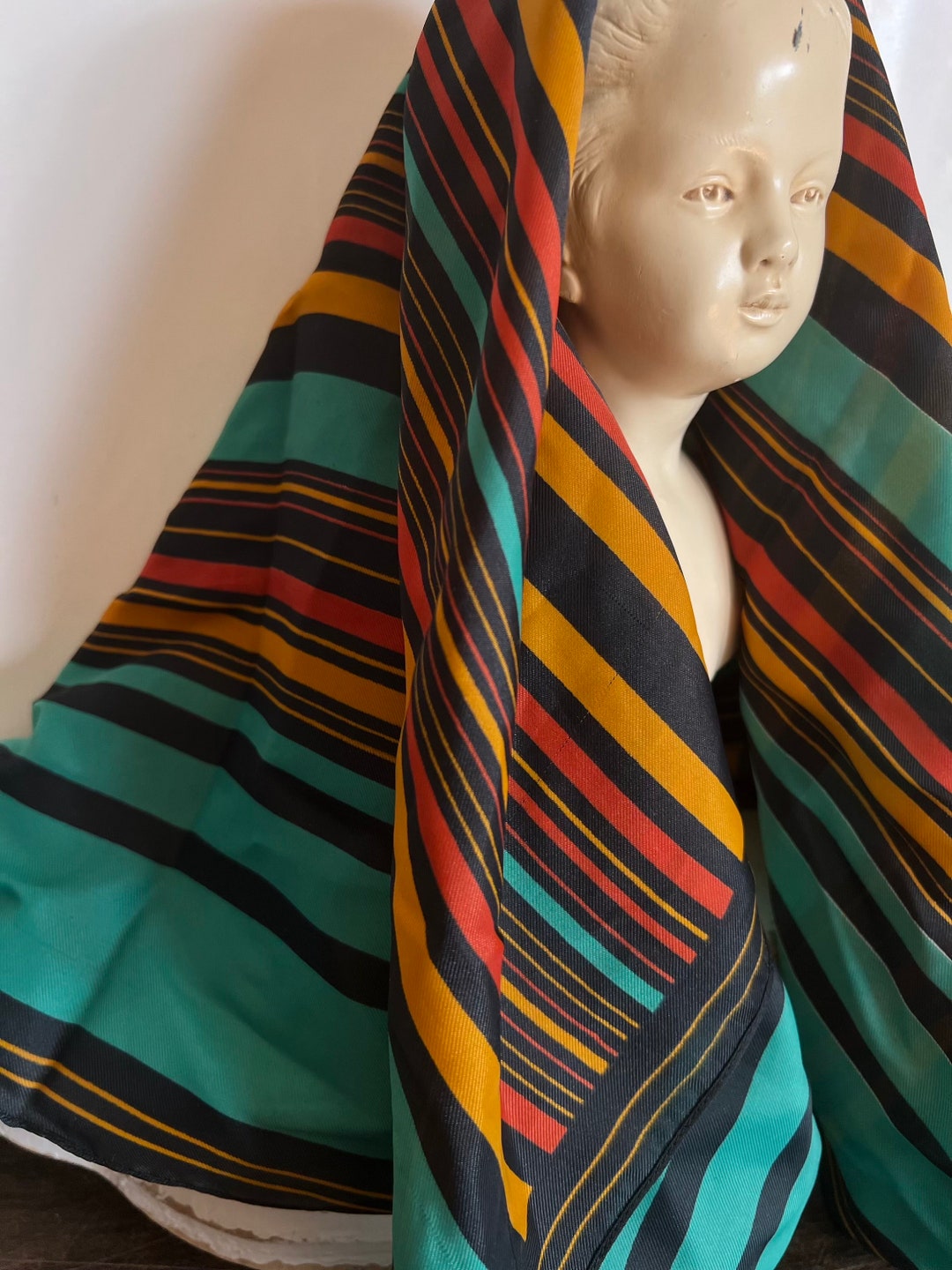 Vintage 1980s Striped Head Scarf: Mod Boho Neck Wrap - Etsy