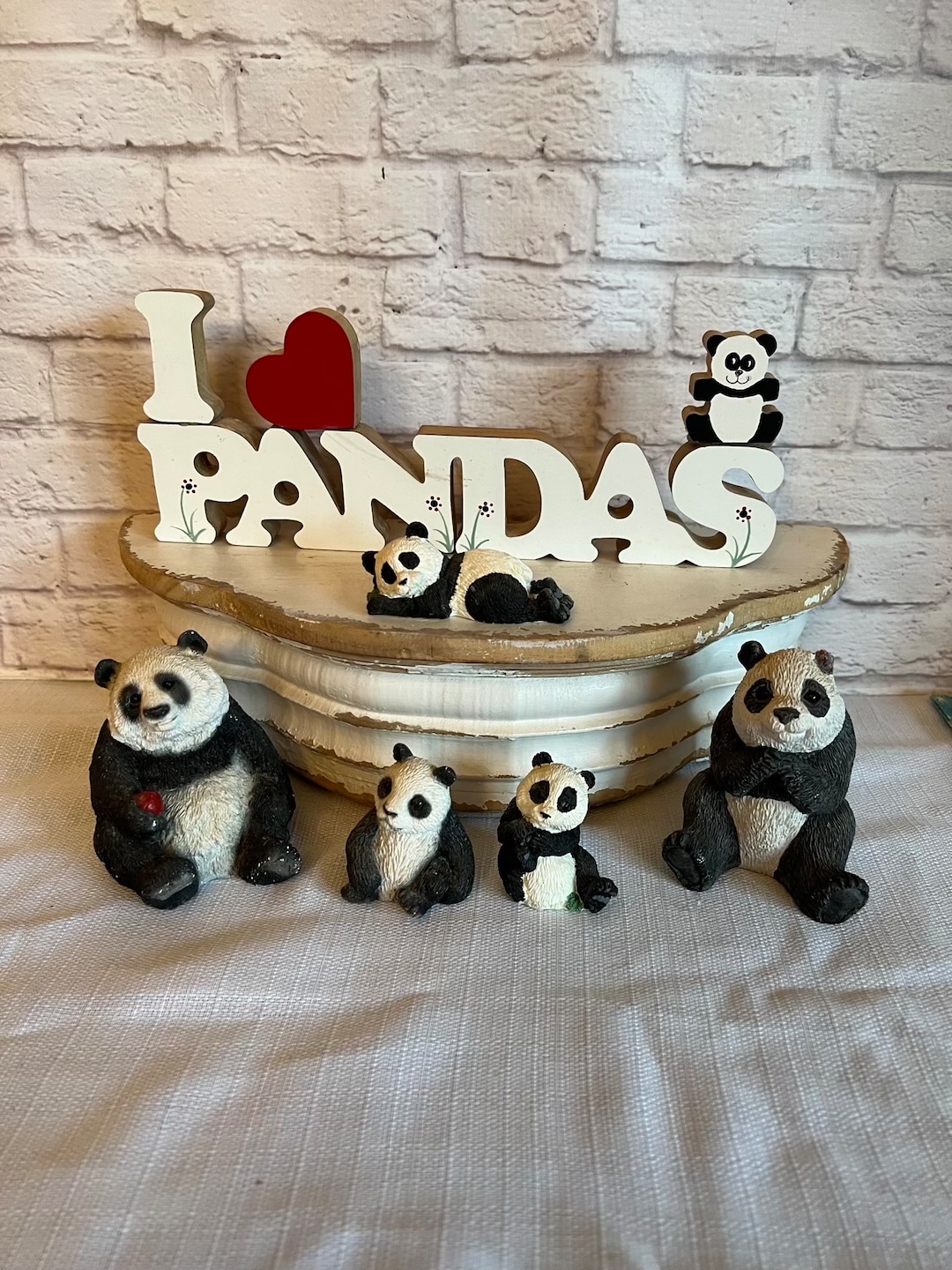 Set of Panda Figurines Stone Panda Bear Collection Statues - Etsy