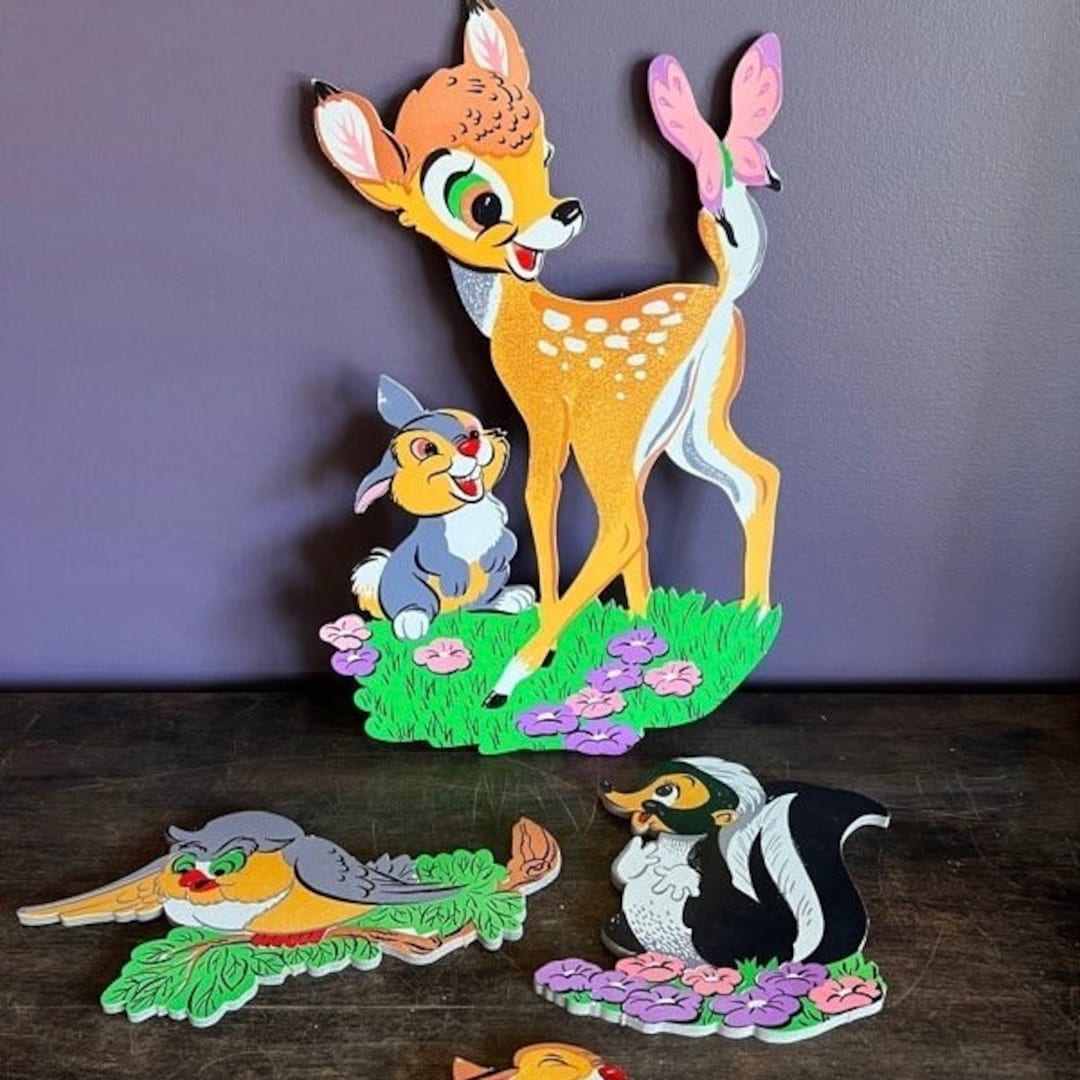Bambi and Friends Wall Hanging Set Disney Nursery Decor MCM Deer Rabbit ...