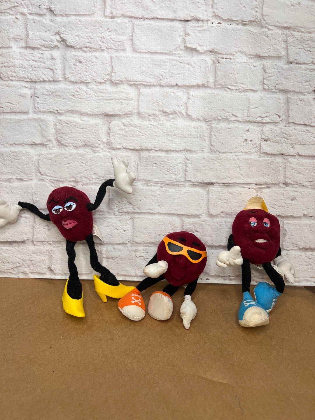 California Raisins Plush Toys 1988 Hardees Set of 3 Collectible Soft ...