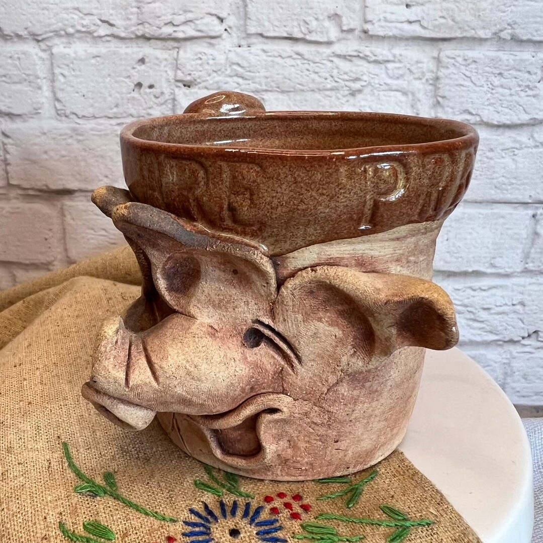 Pottery Pig Mug Hand Thrown Boho pigs Are Pretty Artist Made Vintage ...