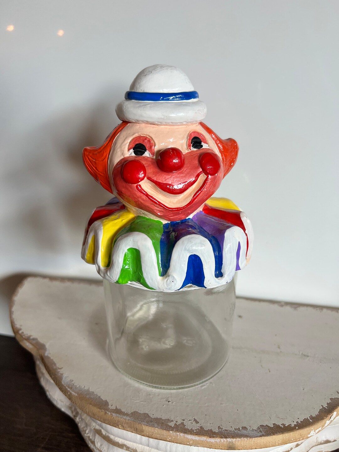 Vintage Clown Jar Storage Handmade Creepy Clown Decor Figurine OOAK ...
