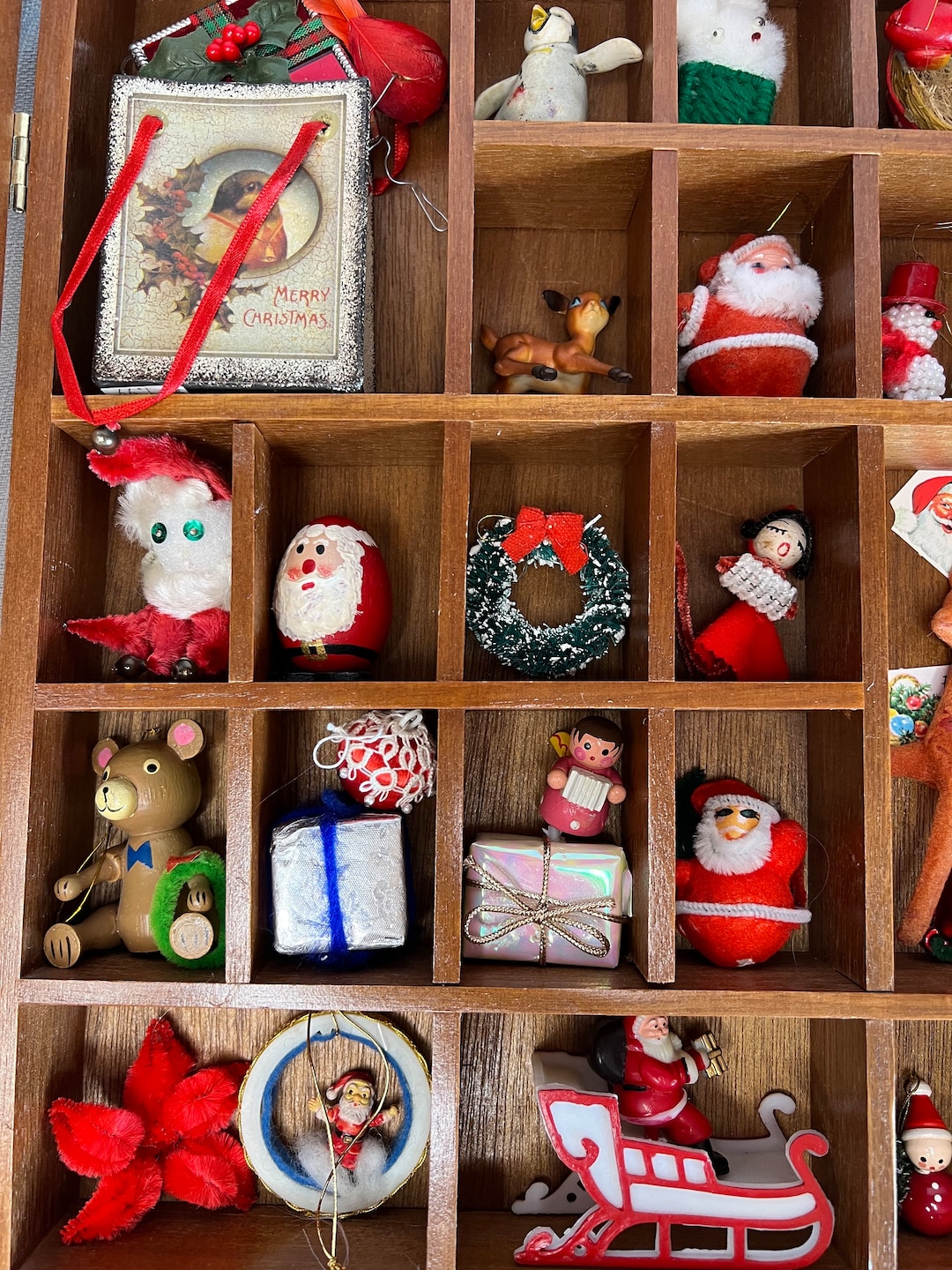 Antique Shadow Box Decor With Christmas Kitsch Assemblage MCM Kitschmas ...