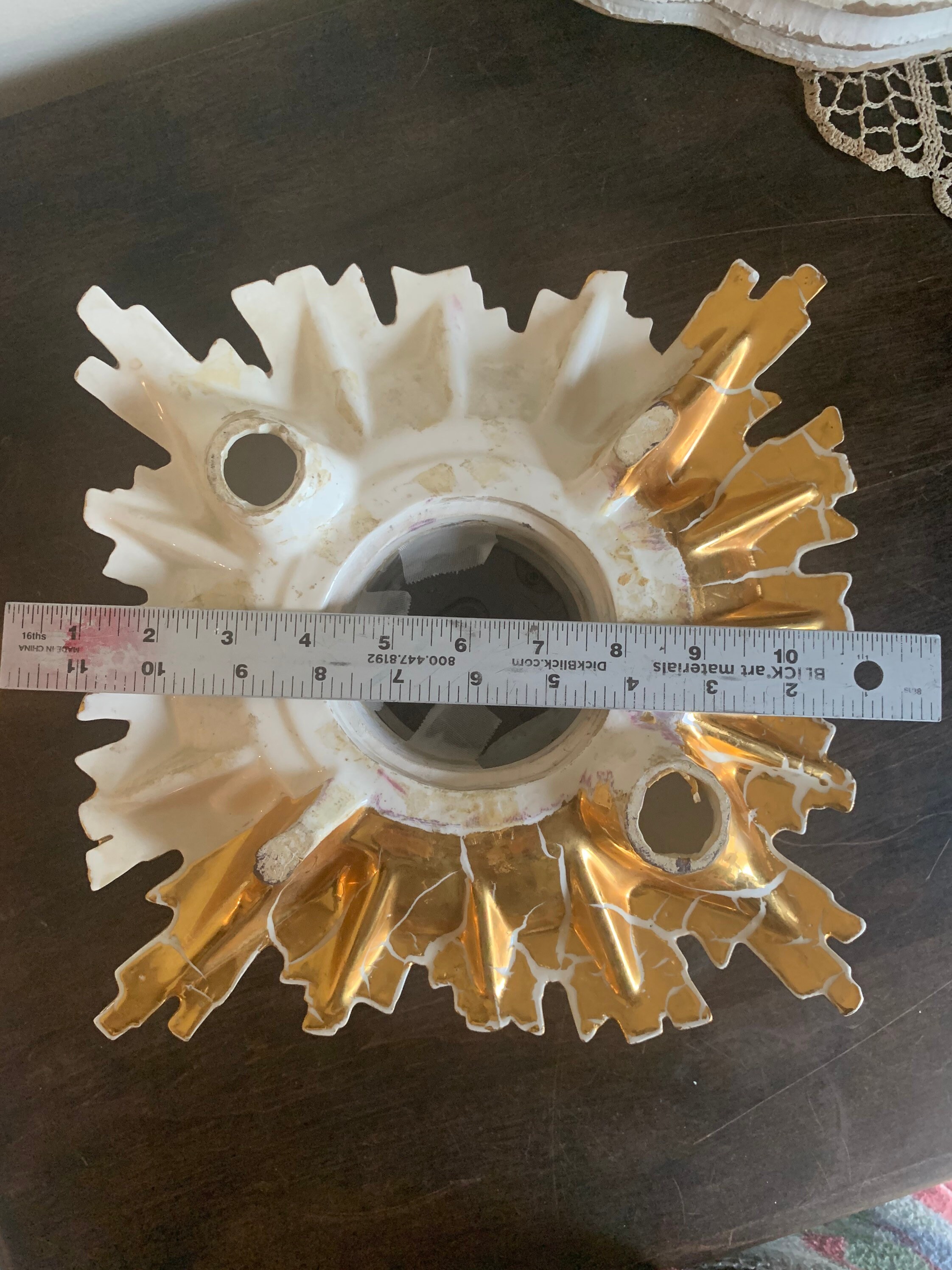 Home Décor 1960 Rococo Hollywood Regency Quartz Sunburst Crackle Lame ...