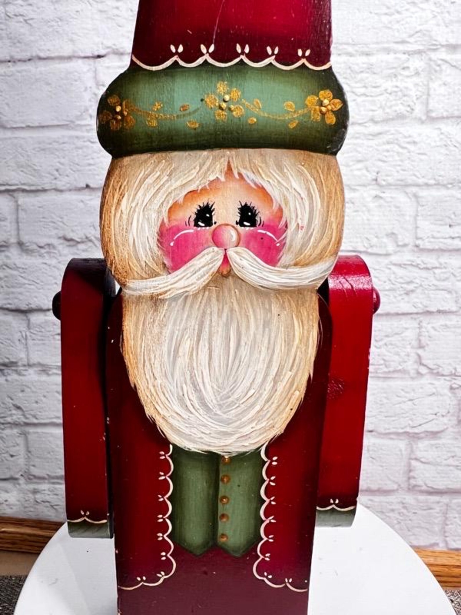 Vintage Toll Painted Santa Claus Folk Art Decor Toll Painted Christmas ...