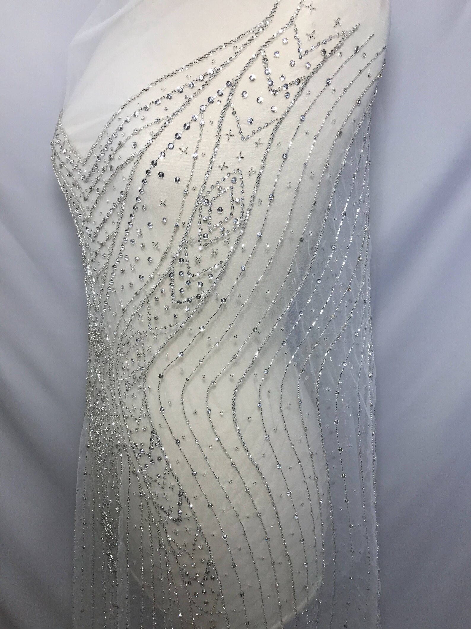 Rhinestone Beaded Fabric, Dress Panel - Etsy