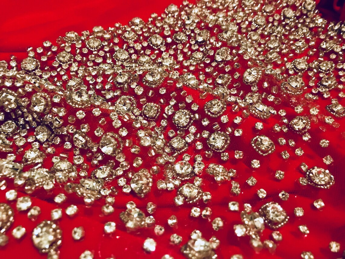 Strass Stoff Perlen Stoff Tüll | Etsy