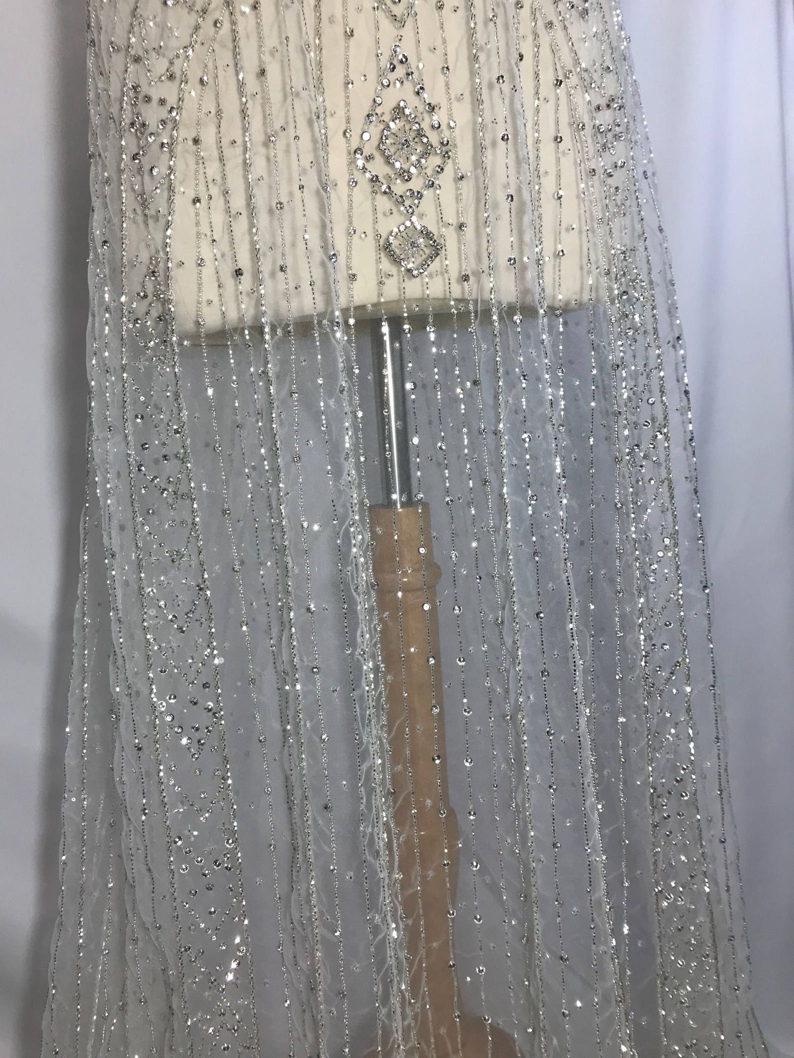 Rhinestone Beaded Fabric Dress Panel | Etsy