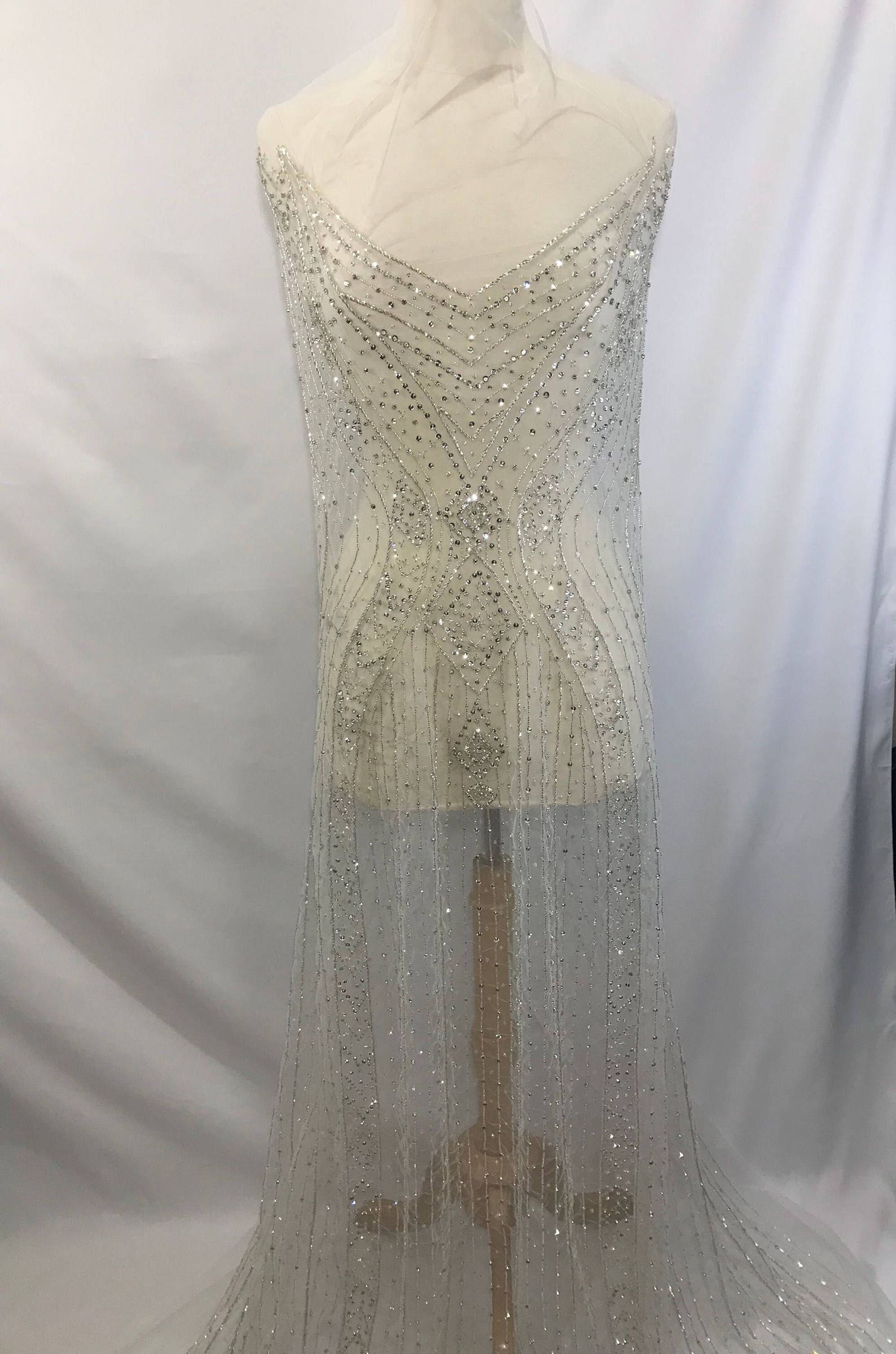 Rhinestone Beaded Fabric, Dress Panel - Etsy