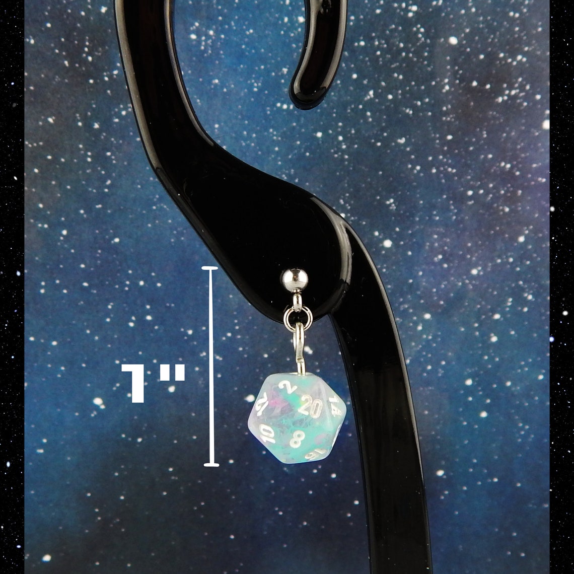 Wisteria Pink, Purple, & Blue Polyhedral D20 Mini Dice Ear Cuff Chain ...