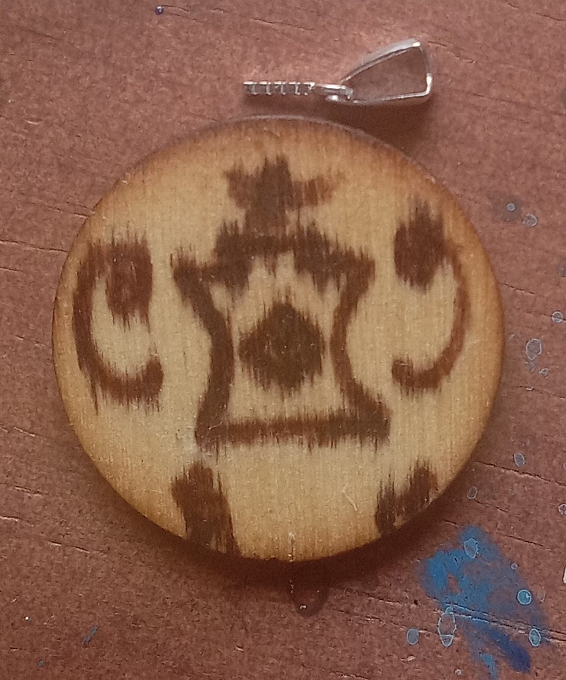 Native American Inspired Wood Disc Pendant: Pyrography Bear Paw - Etsy