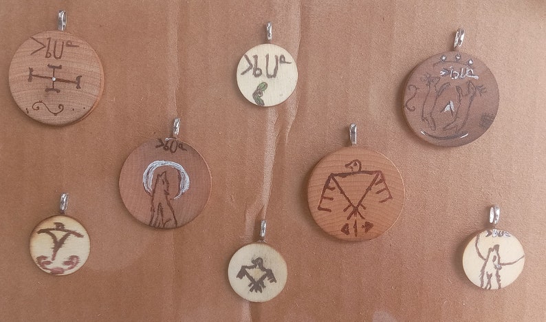 Native American Inspired Wood Disc Pendant: Pyrography Bear Paw - Etsy