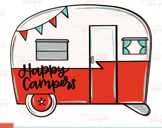TEMPLATE: Camper Door Hanger Template Happy Camper Template - Etsy