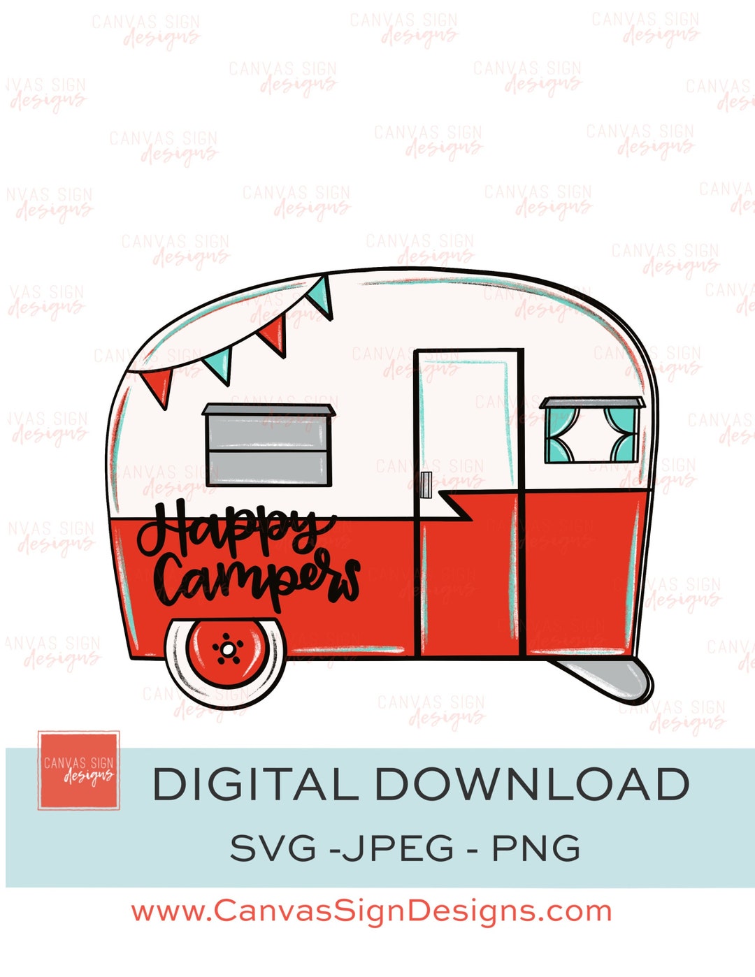 TEMPLATE: Camper Door Hanger Template - Happy Camper Template - DIY ...