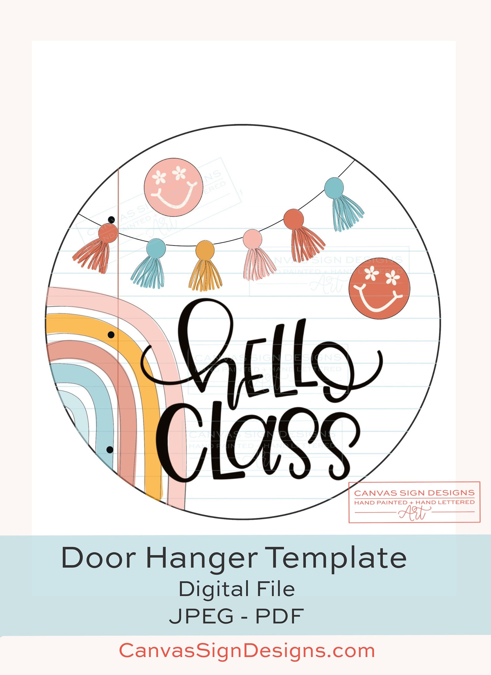 TEMPLATE for Round Teacher Door Hanger Sign Classroom Decor - Etsy