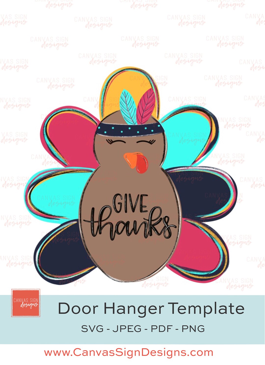 TEMPLATE: Turkey Door Hanger Template - Give Thanks Template ...