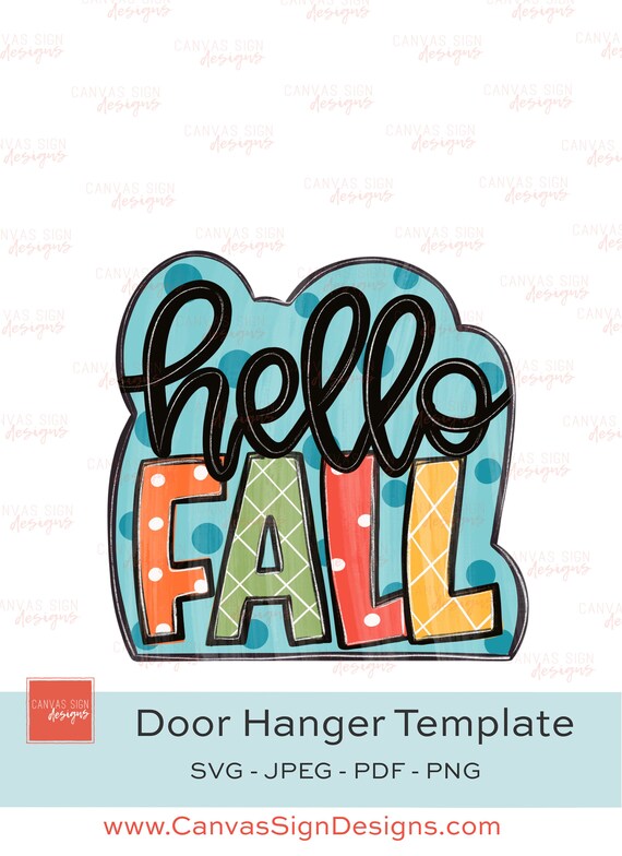 TEMPLATE: Hello Fall Door Hanger Template Fall Door Haner | Etsy