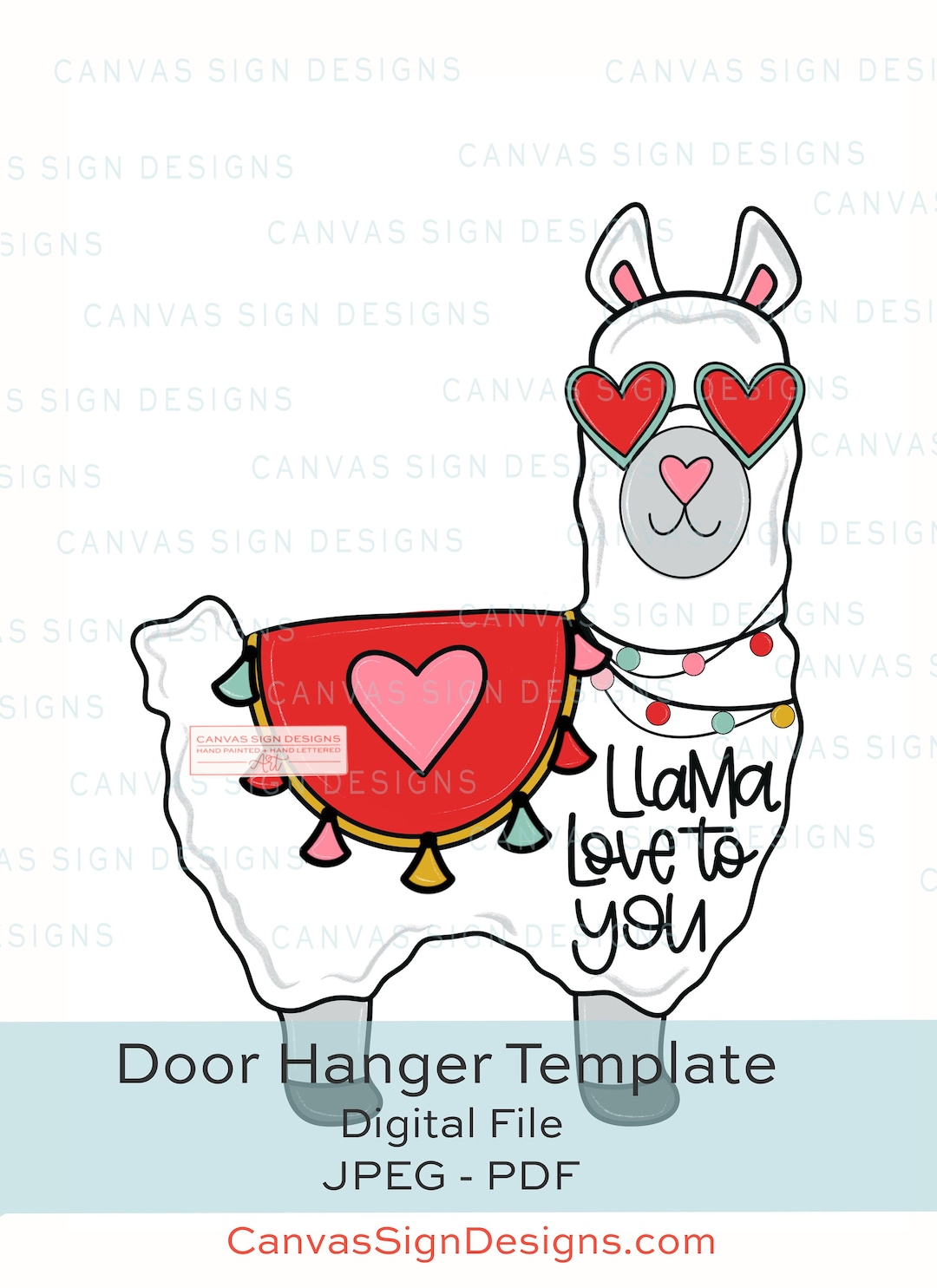 TEMPLATE: Llama Love Door Hanger Template - Love Sign Template - Spring ...