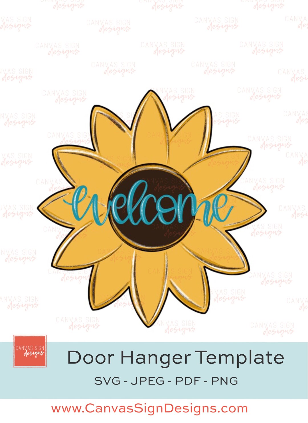 Template: Sunflower Door Hanger Template - Welcome Door Hanger ...