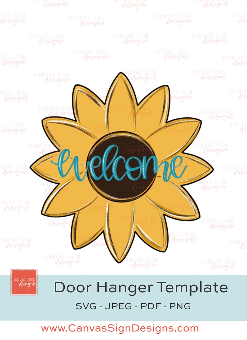 Template: Sunflower Door Hanger Template Welcome Door Hanger - Etsy