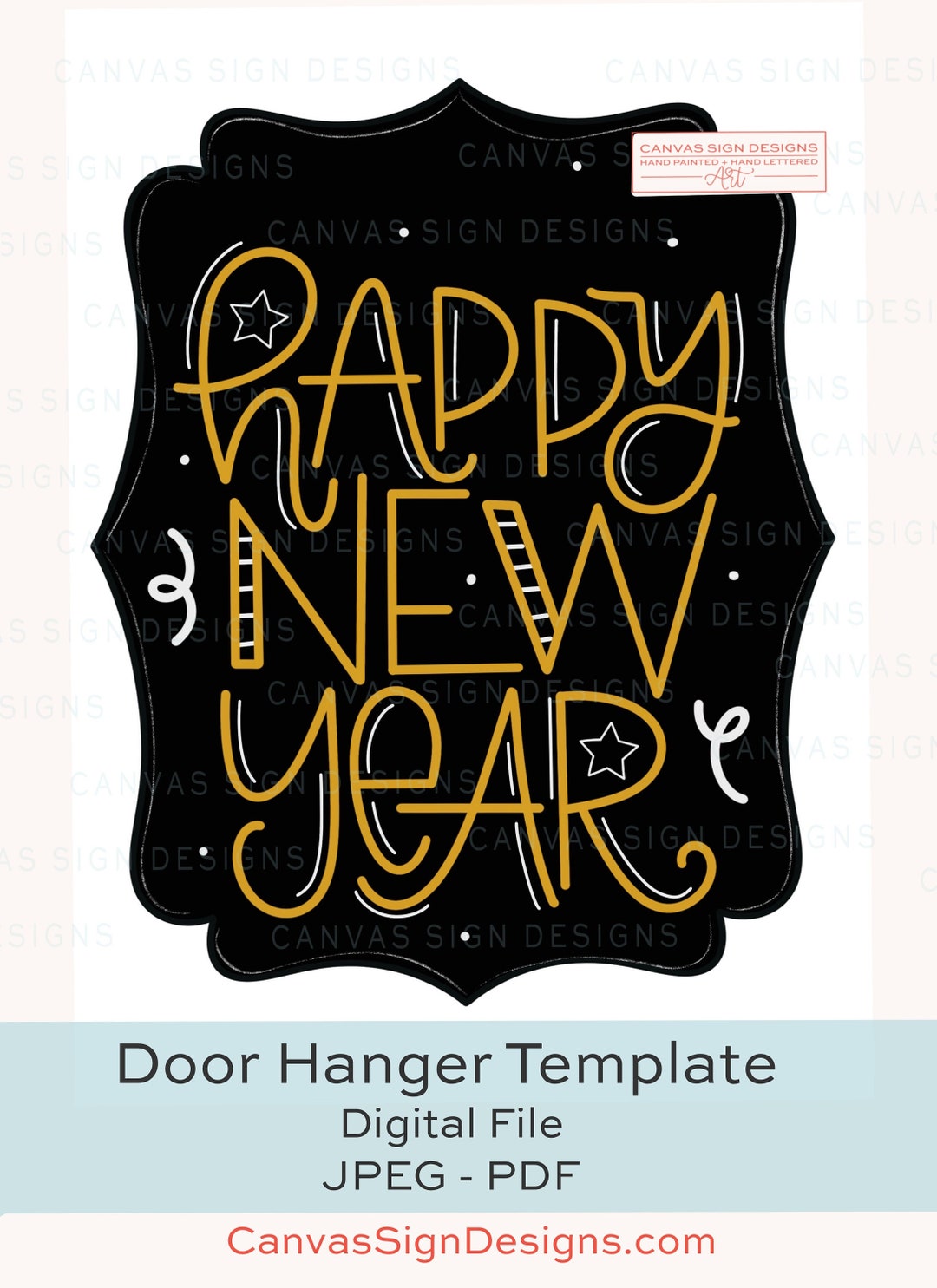 TEMPLATE - Happy New Year Door Hanger Template - New Years Template ...