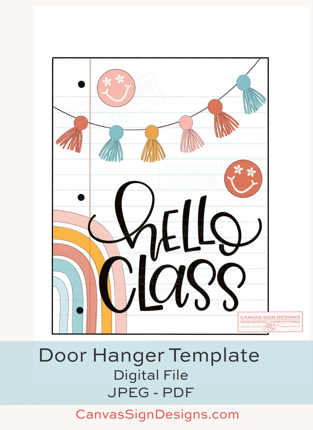 TEMPLATE for Teacher Door Hanger Sign - Classroom Decor - Boho - Retro ...