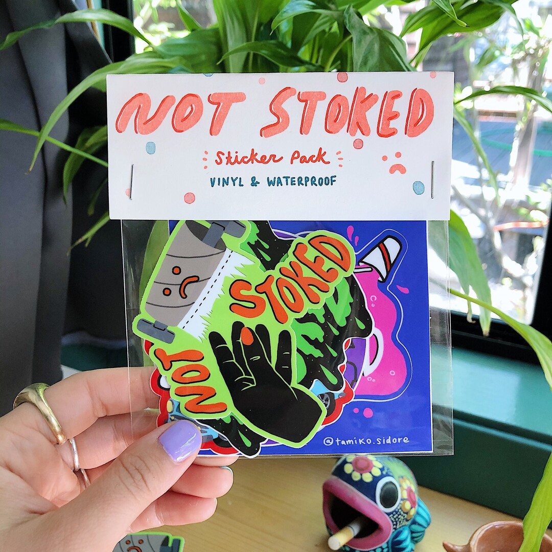 NOT STOKED Assorted Vinyl Sticker Pack - 5 Stickers - Etsy