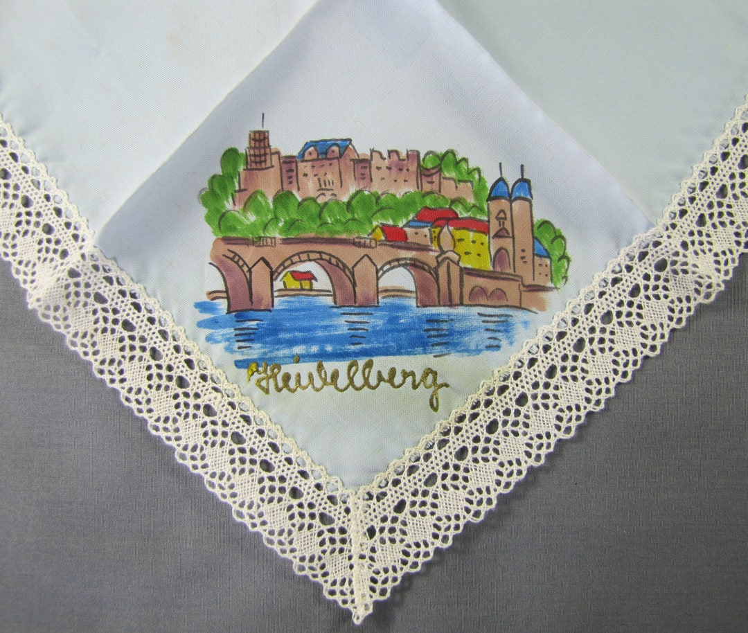 Souvenir HEIDELBERG Germany Hand Painted & LACE Trimmed VINTAGE ...