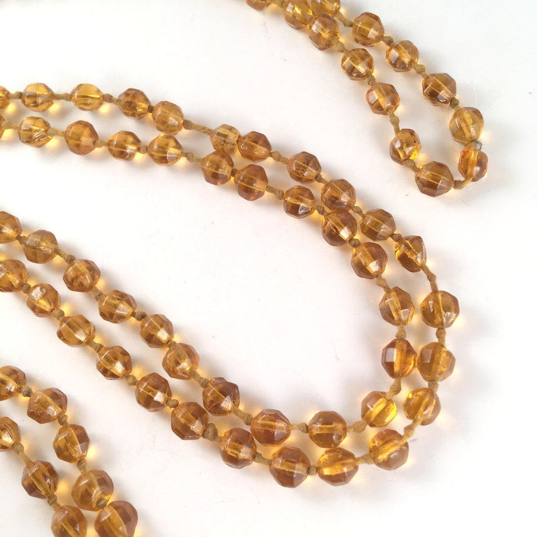 Czech Yellow Glass Flapper Necklace, X-long 65, 1920s Antique - Etsy