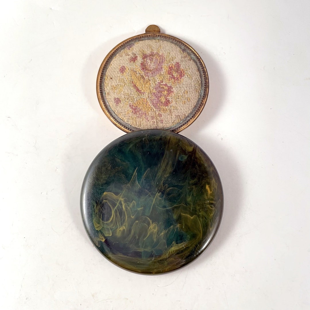 Blue Moon Bakelite Powder Compact, Tapestry Lid, 1930s Vintage - Etsy ...