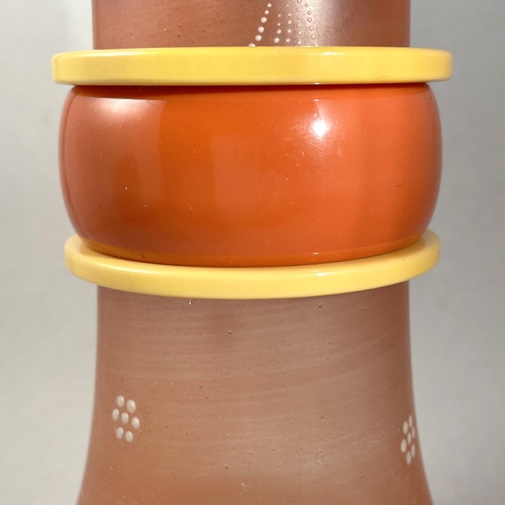 Bakelite Bangle Stack (Orange & Yellow), 1950’s Vinta… - Gem