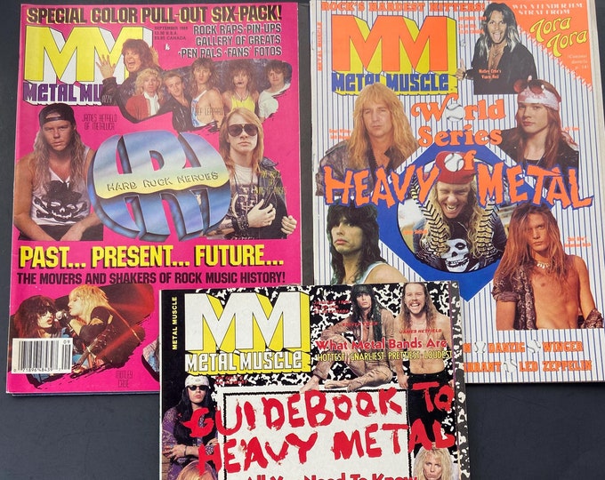 METAL MUSCLE Magazine Lot 1989-1990 KISS, Metallica, Motley Crue, Def ...