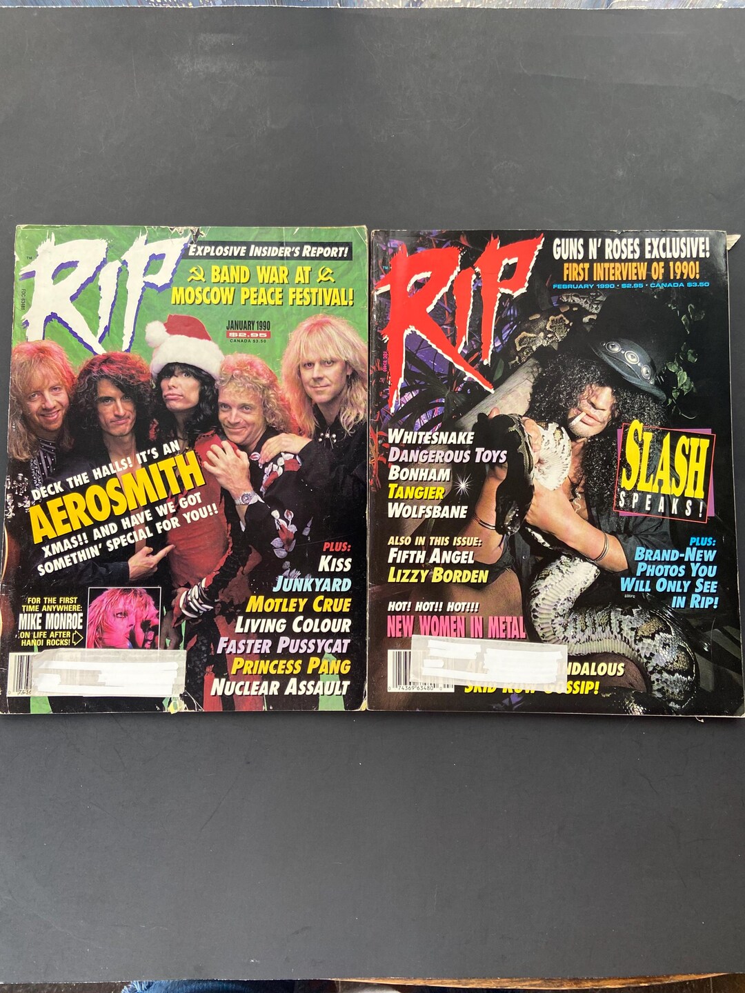 RIP Magazine 1990 Lot AEROSMITH, KISS, Motley Crue, Whitesnake ...