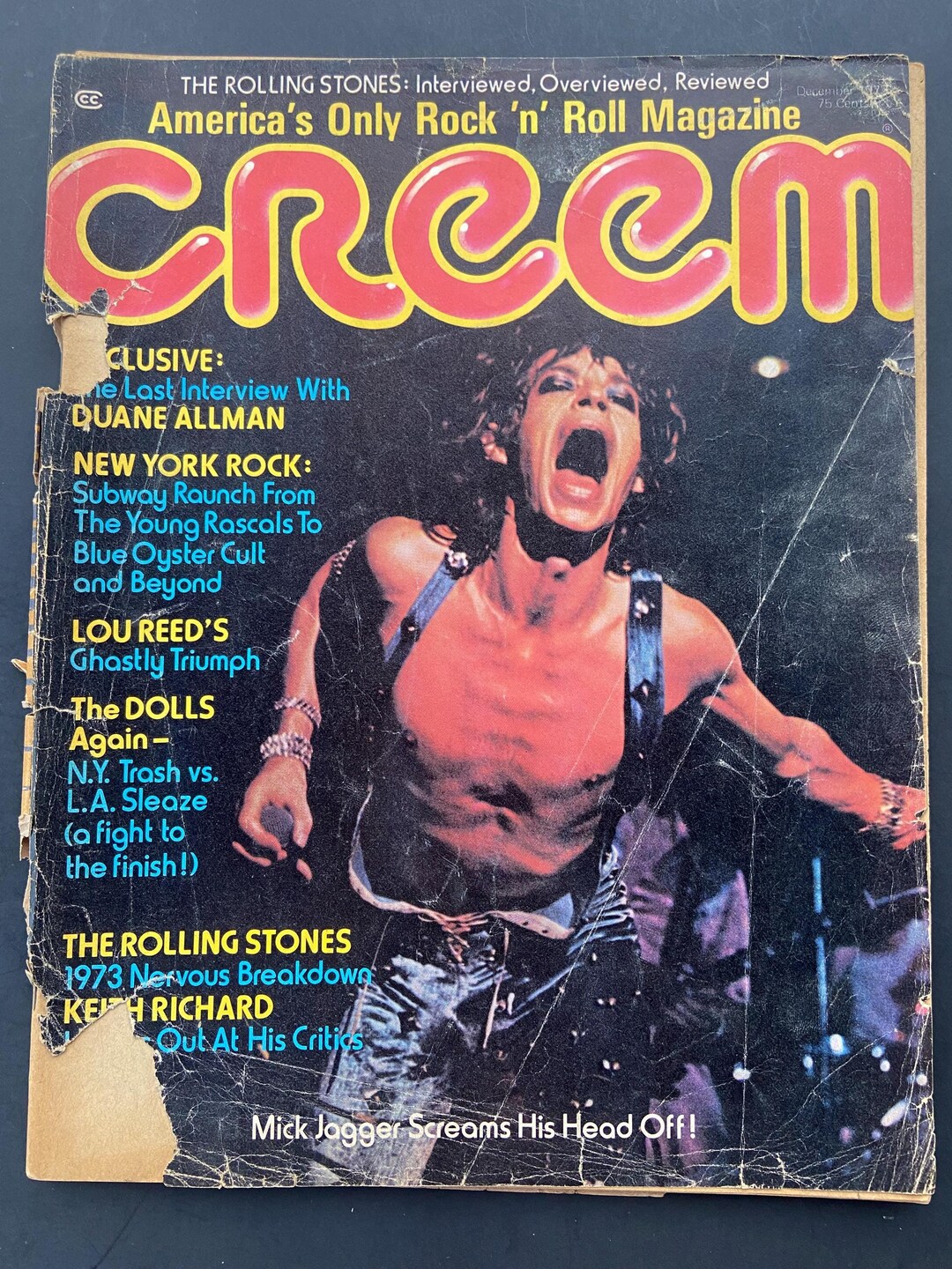 CREEM America's Only Rock & Roll Magazine 1973 Dec. Issue Featuring Lou ...