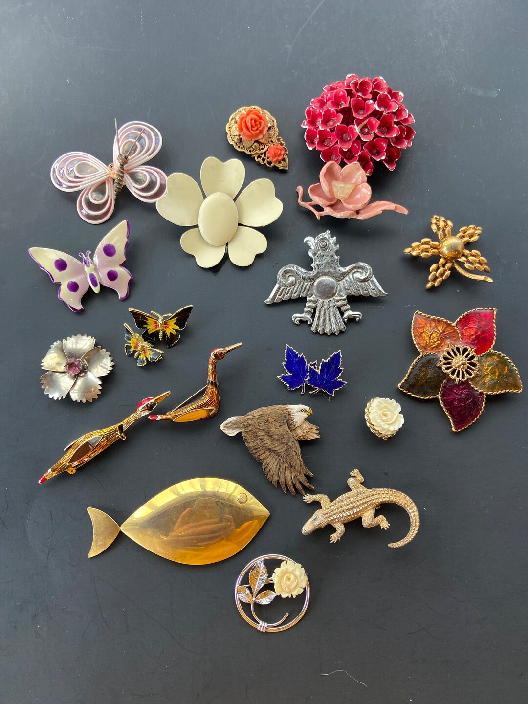 Vintage Pin and Brooch Lot Flora and Fauna 20 Pieces 1960s-1980s - Etsy