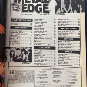 METAL EDGE 1989 LOT Oct., Nov., Dec., Ozzy, Def Leopard, Alice Cooper ...