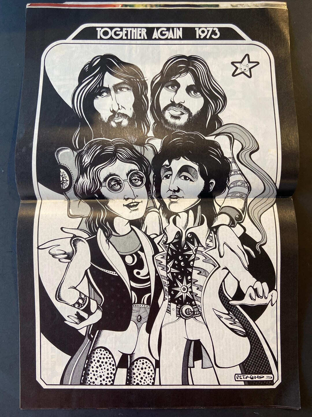 RARE BEATLES Poster by Petagno in STAR Magazine June 1973 Issue ...