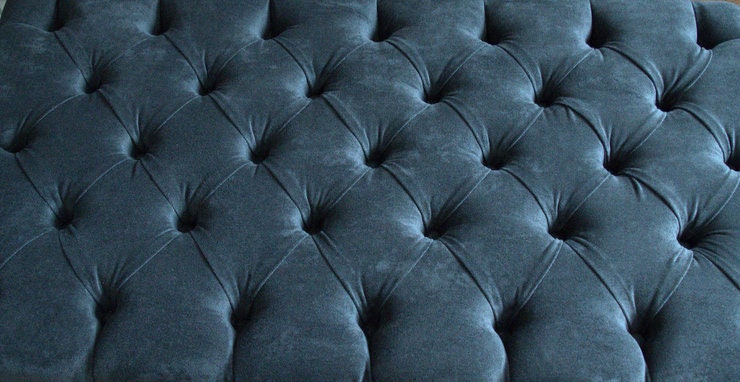 Chesterfield Deep Buttoned Footstool in Crush Charcoal Fabric With ...