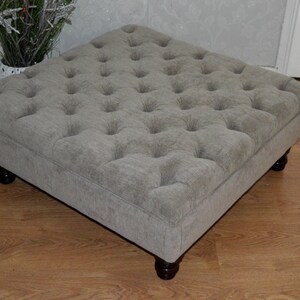 Hand Made Square Design Chesterfield Deep Buttoned Footstool in Casino ...